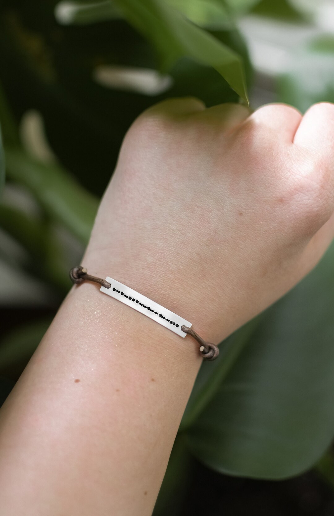 Morse Code Secret Message Bracelet Mens Womens Adjustable Leather ...