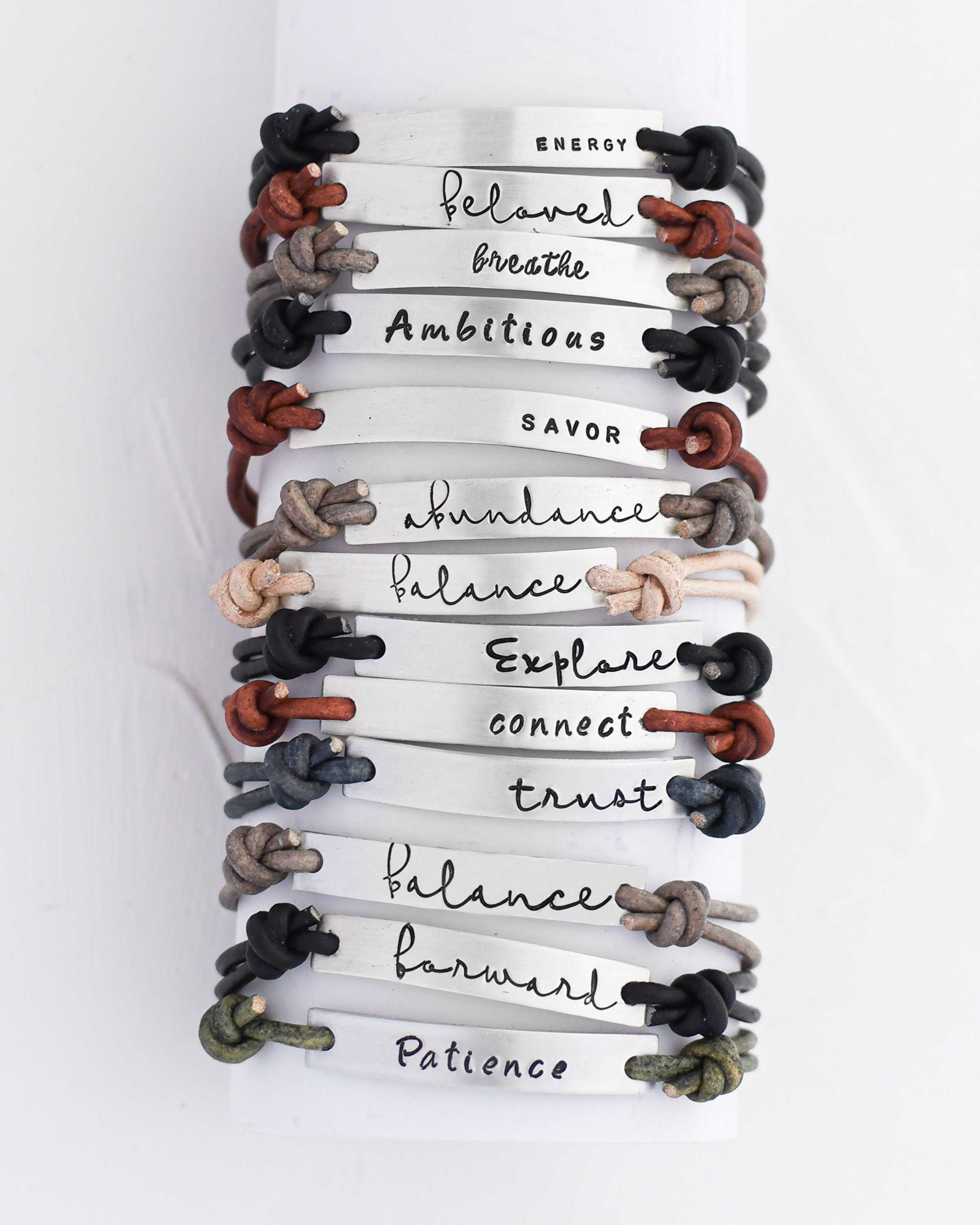 Custom Word Adjustable Leather Bracelets Word of the Year | Etsy