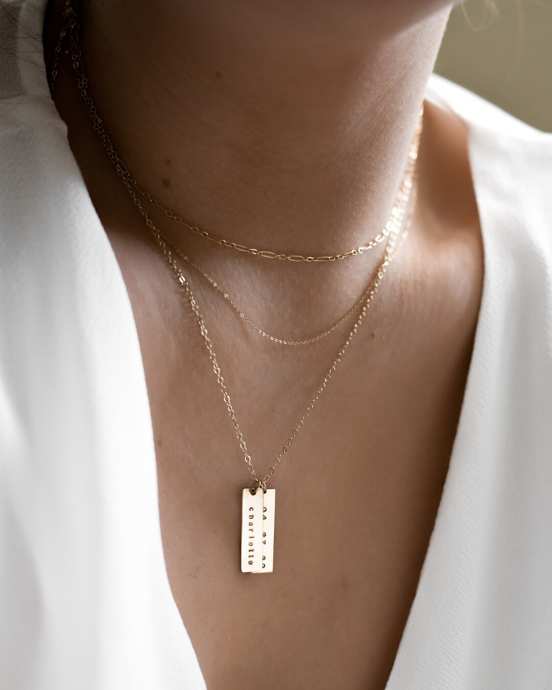 Custom Engraved Name Tag Necklace, Kids Names Necklace, Personalized ...