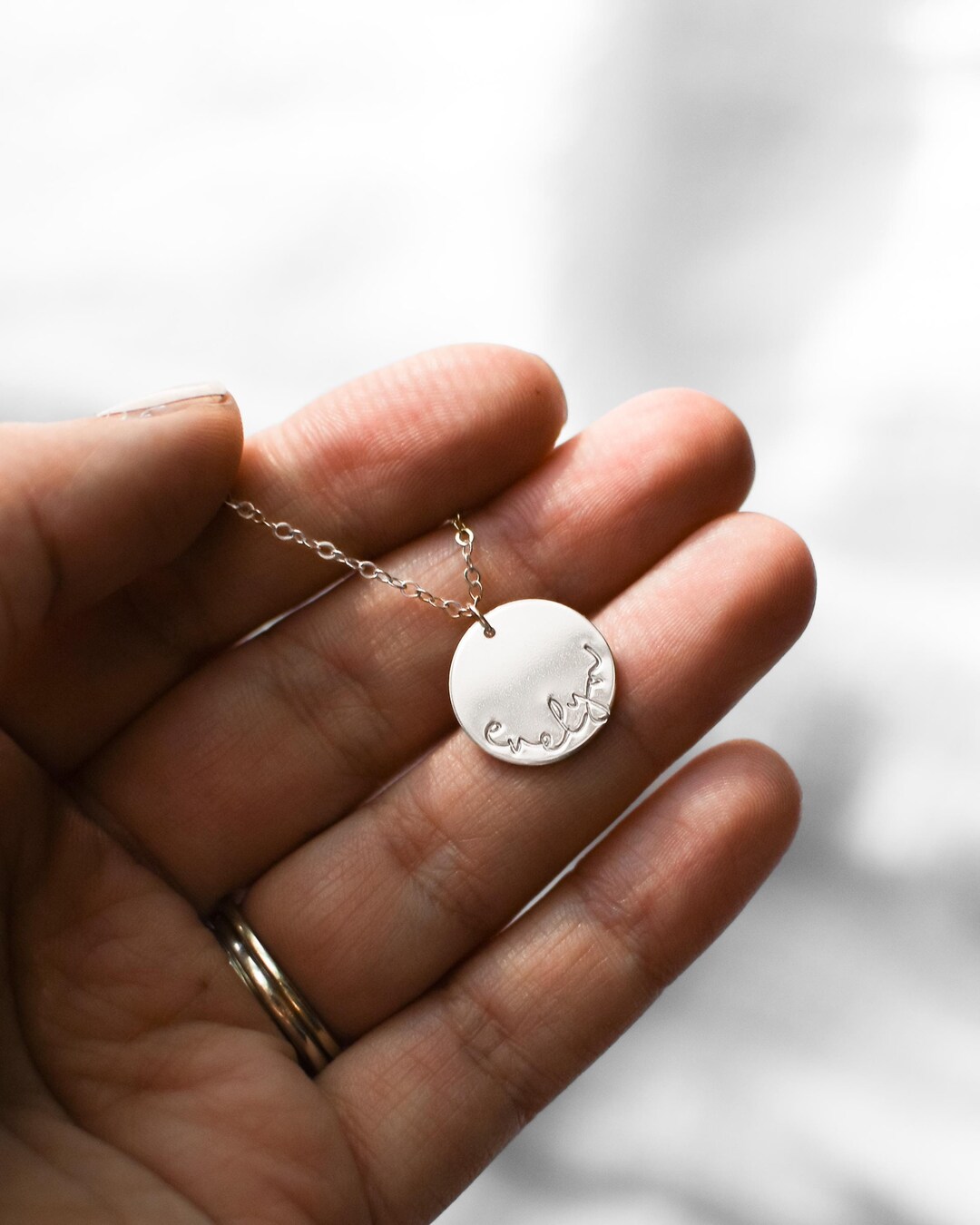 Personalized Silver Pendant Necklace Custom Gold or Silver Disc ...