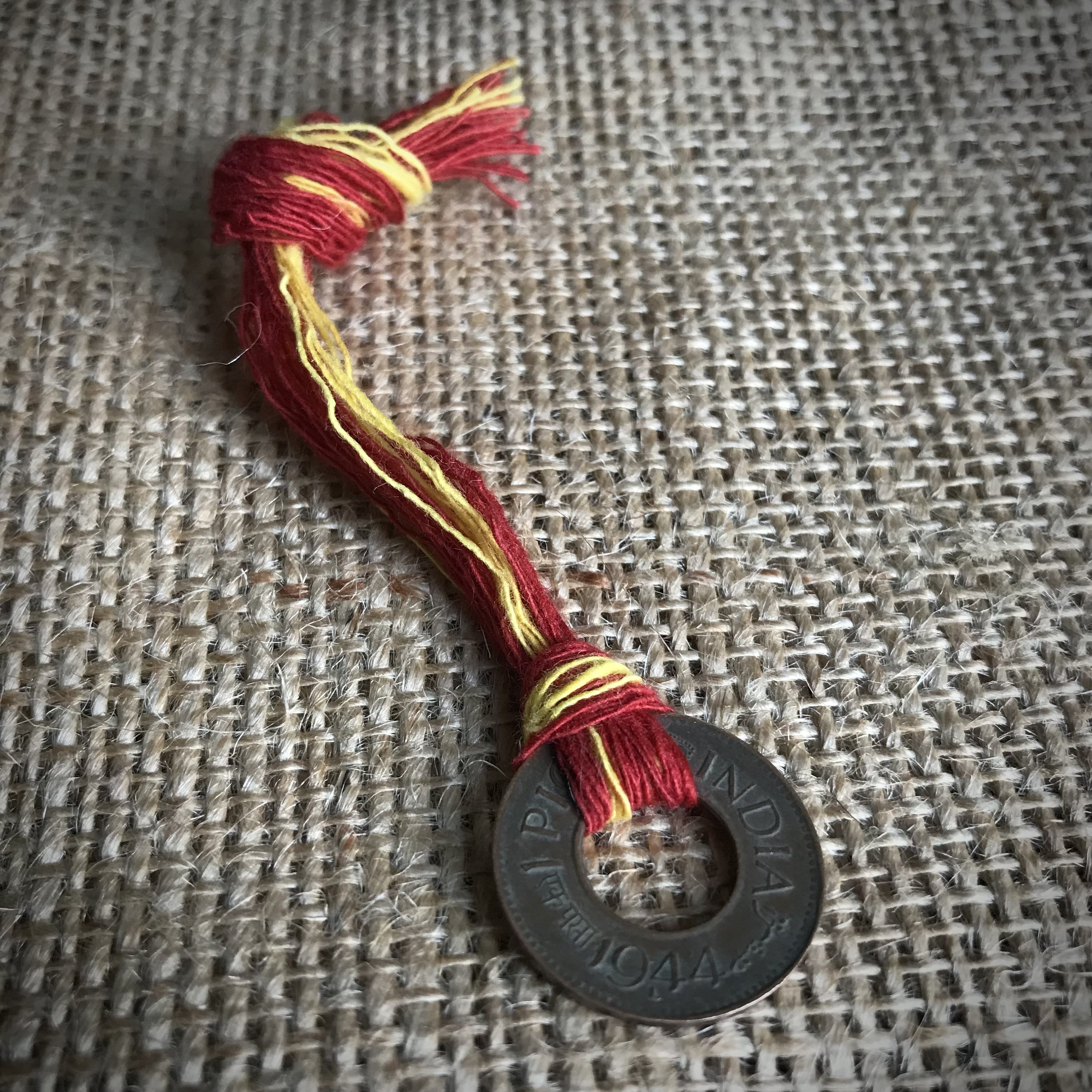 Tenet Neil's Lucky Charm: Vintage Indian Coin, Sacred Hindu Thread - Etsy