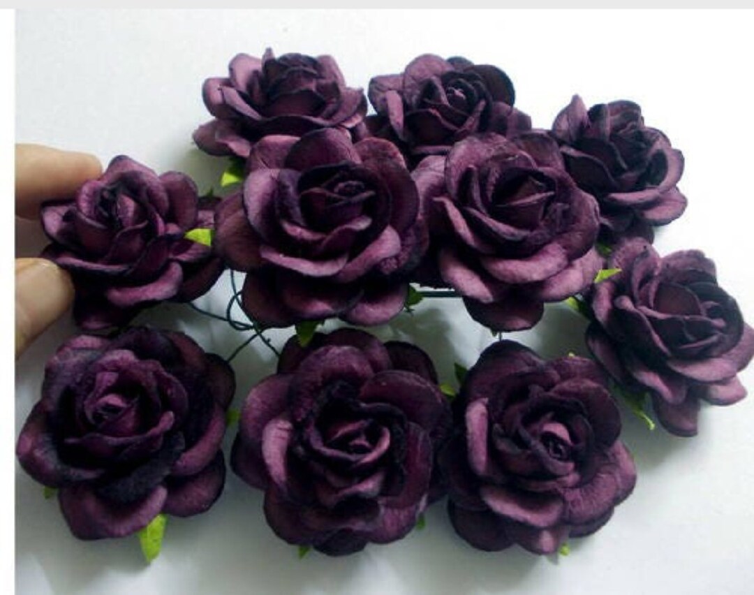 10 Plum Purple Paper Roses: 2" Mulberry Paper Flowers - Etsy