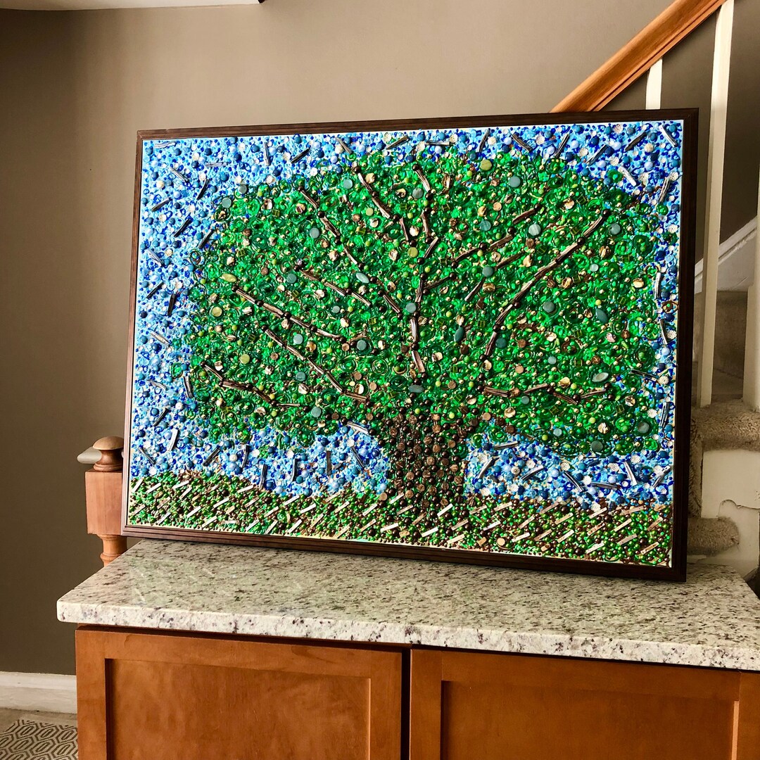 Large Wall Art "flourish" Tree Mixed Media Movement-filled Multi ...