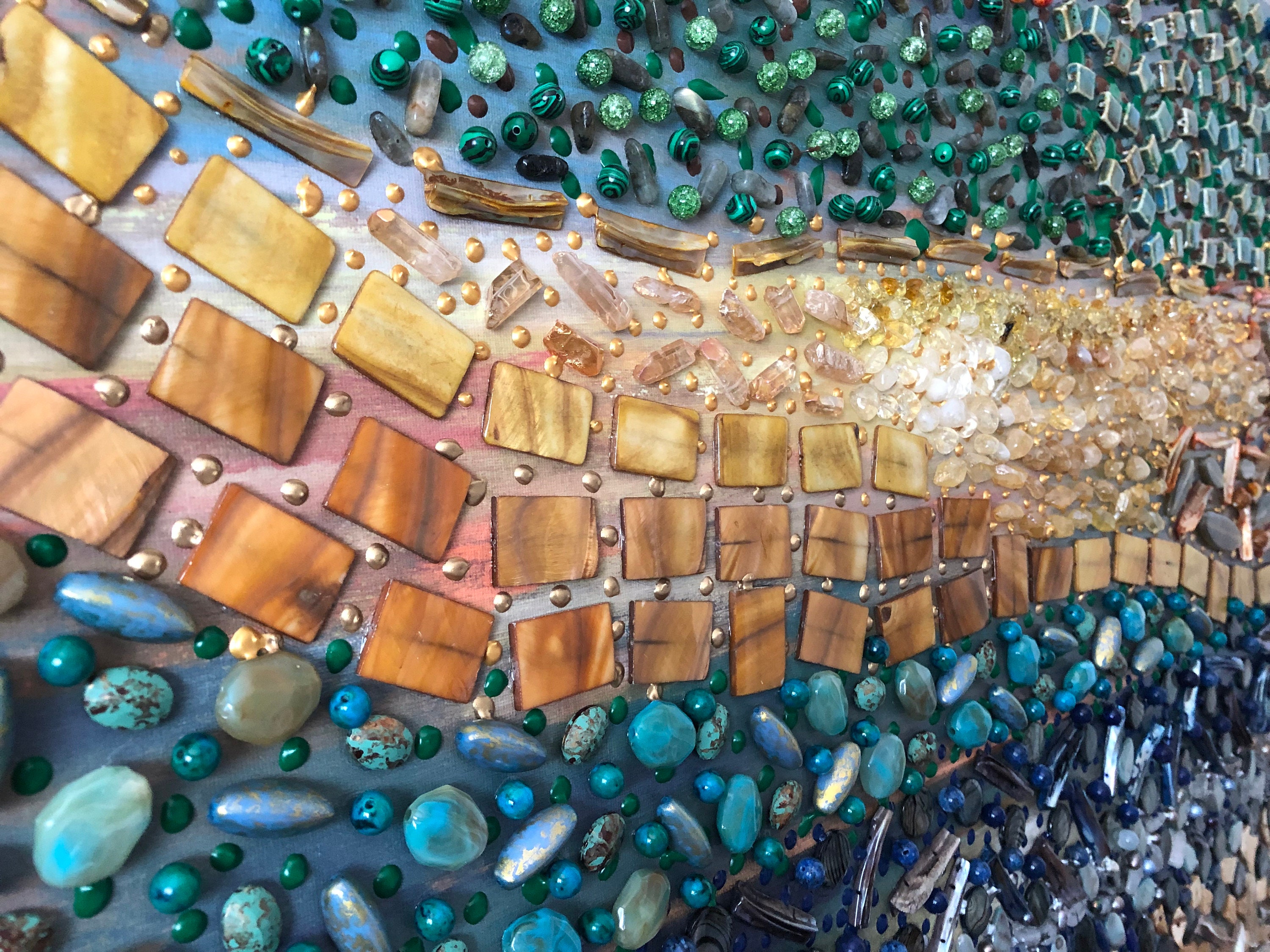Large Wall Art "a New Day..." Textured Mosaic Mixed Media Multi ...