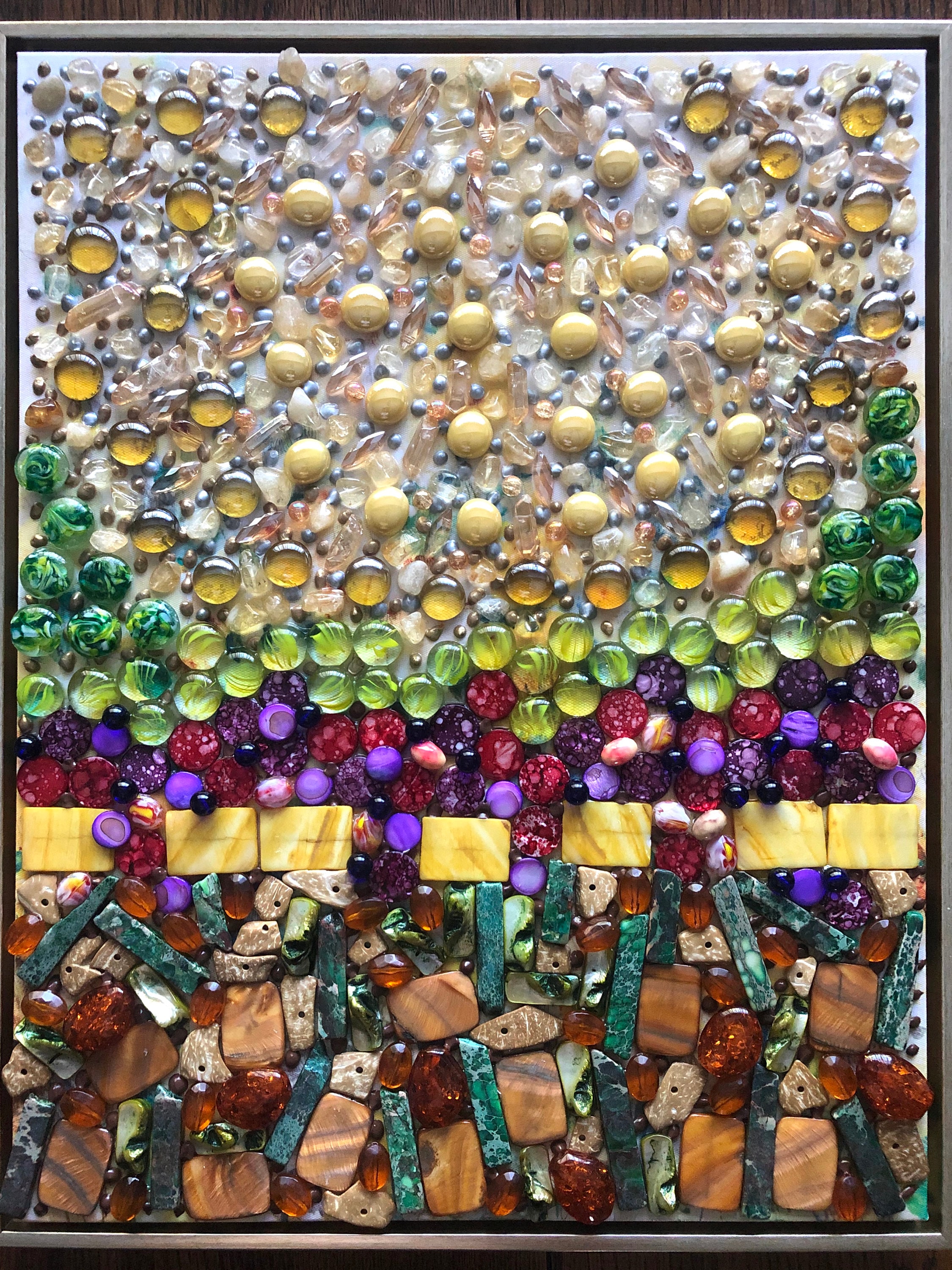 Mixed Media Wall Art "sunlit Garden Wall" Mosaic Modern Movement-filled ...