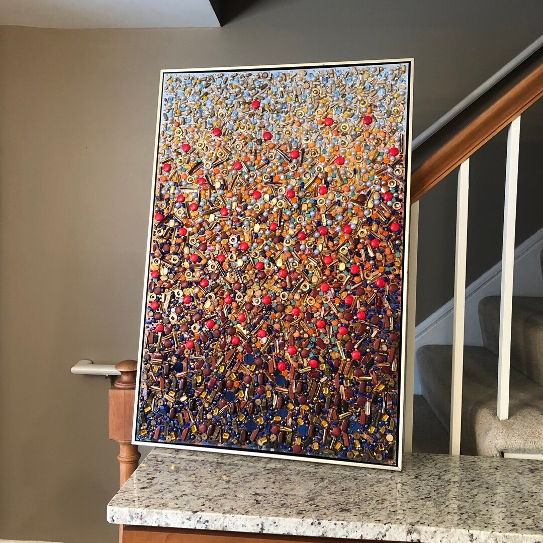 Abstract Large Wall Art "flickering Firelight" Mosaic Mixed Media ...