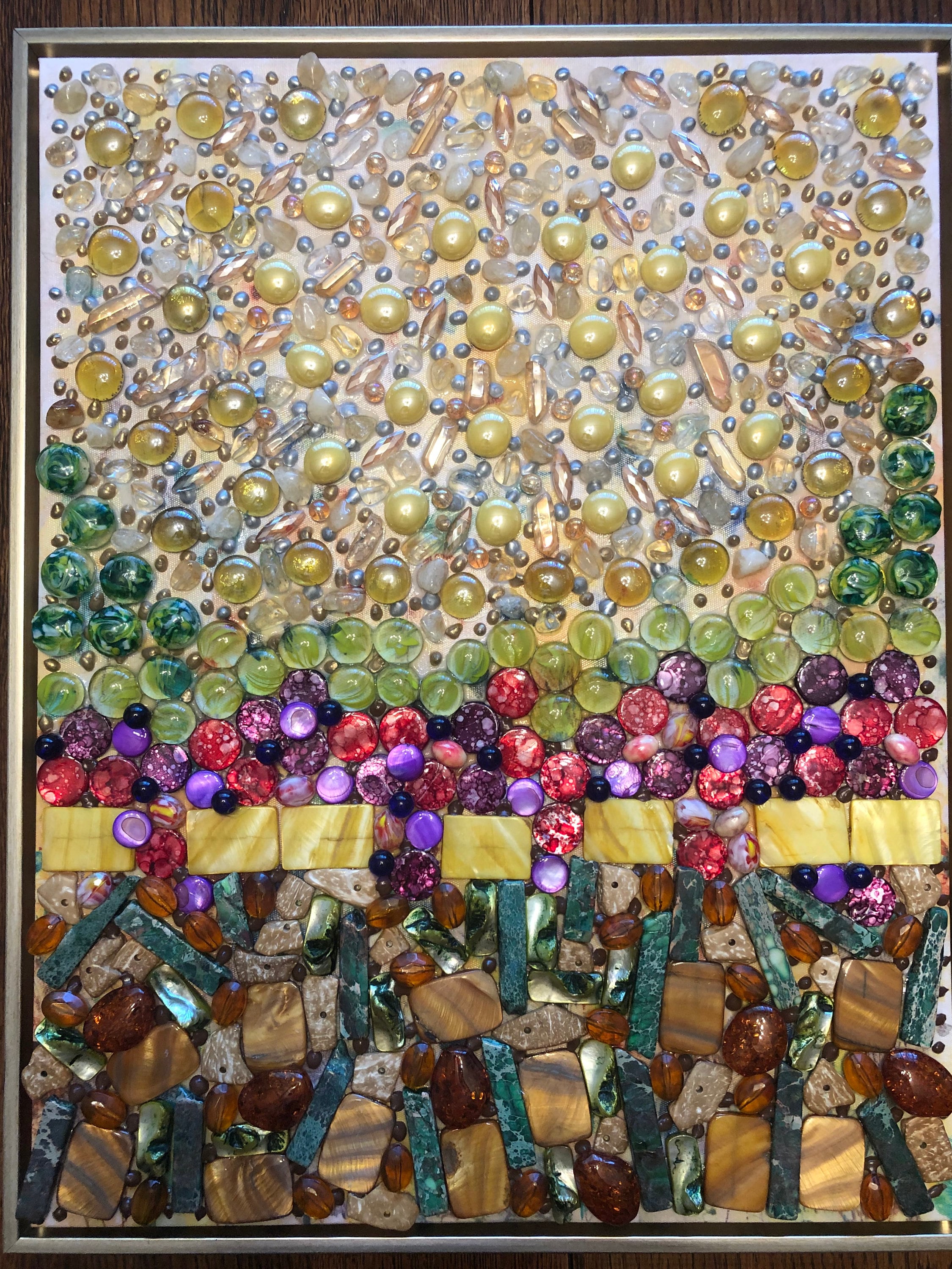 Mixed Media Wall Art "sunlit Garden Wall" Mosaic Modern Movement-filled ...