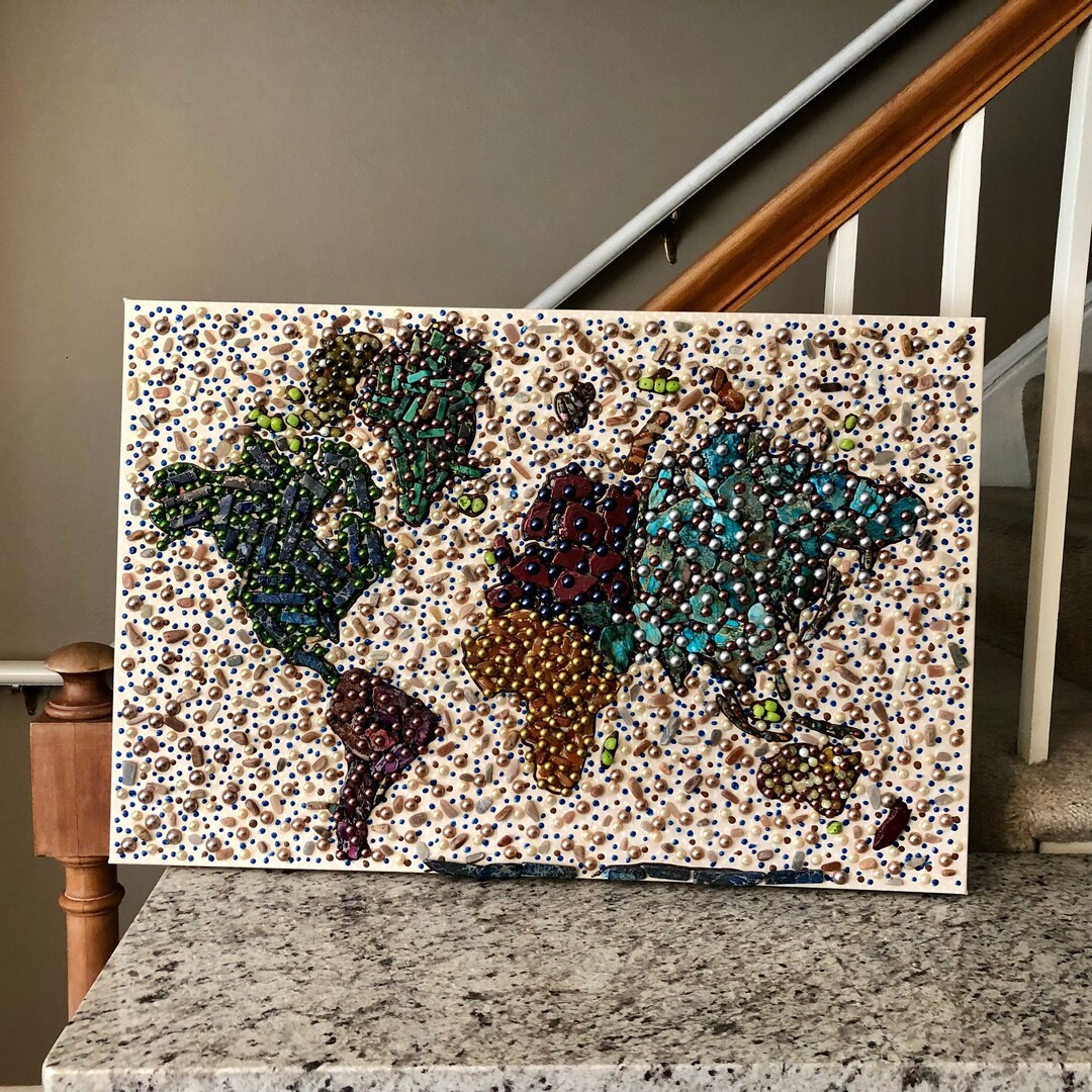 World Earth Abstract Wall Art Mixed Media Mosaic Multi-dimensional ...