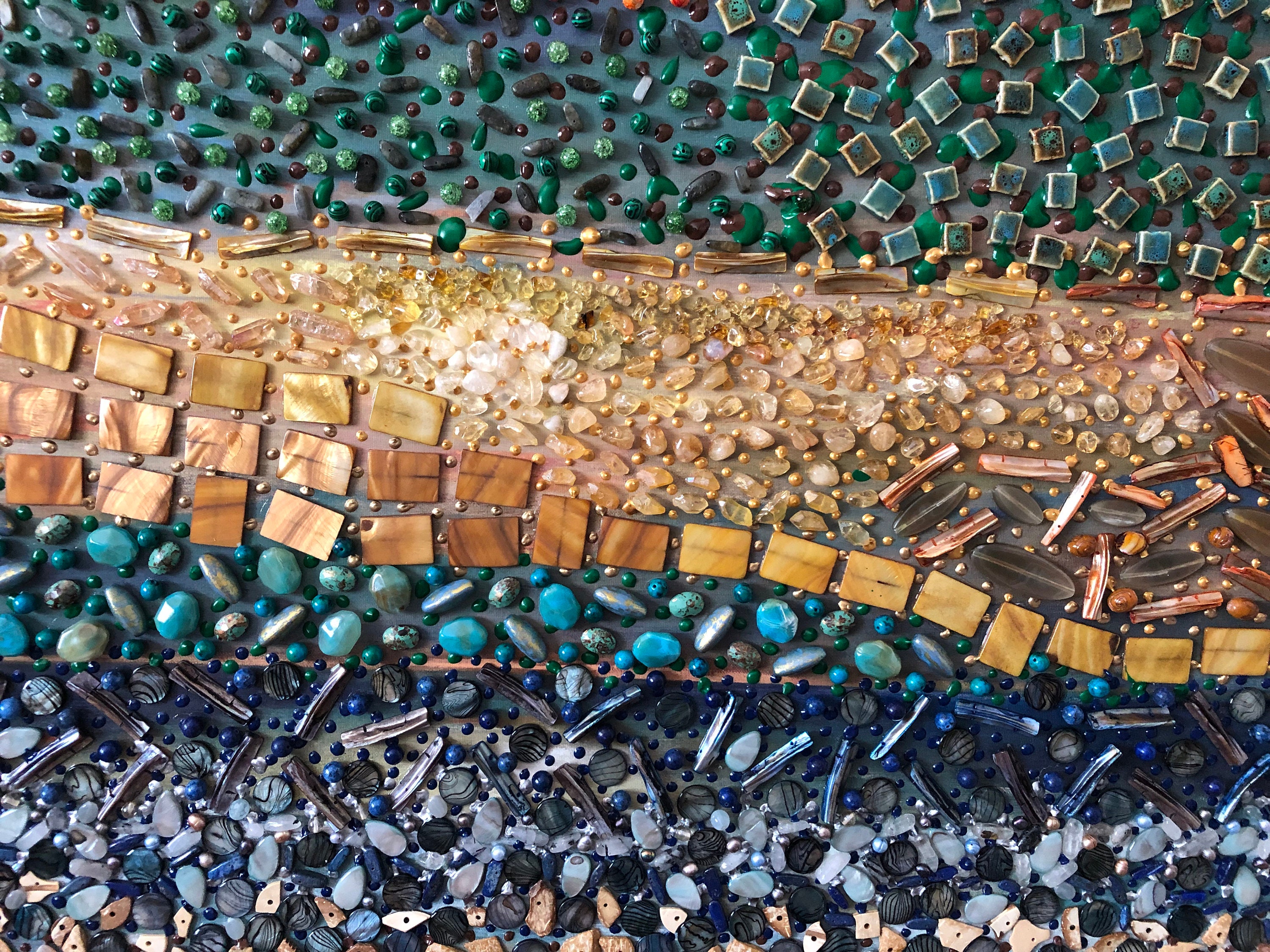 Large Wall Art "a New Day..." Textured Mosaic Mixed Media Multi ...