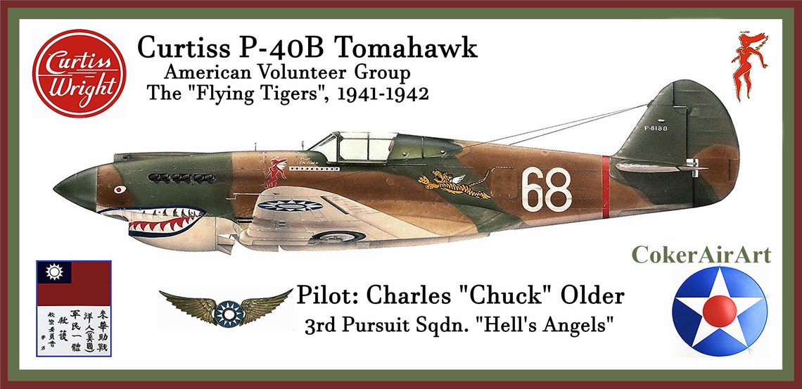 Curtiss P-40B flying Tigers Chuck Older - Etsy