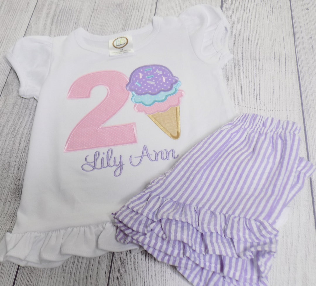 Girls Ice Cream Birthday Outfit Toddlers Ice Cream - Etsy