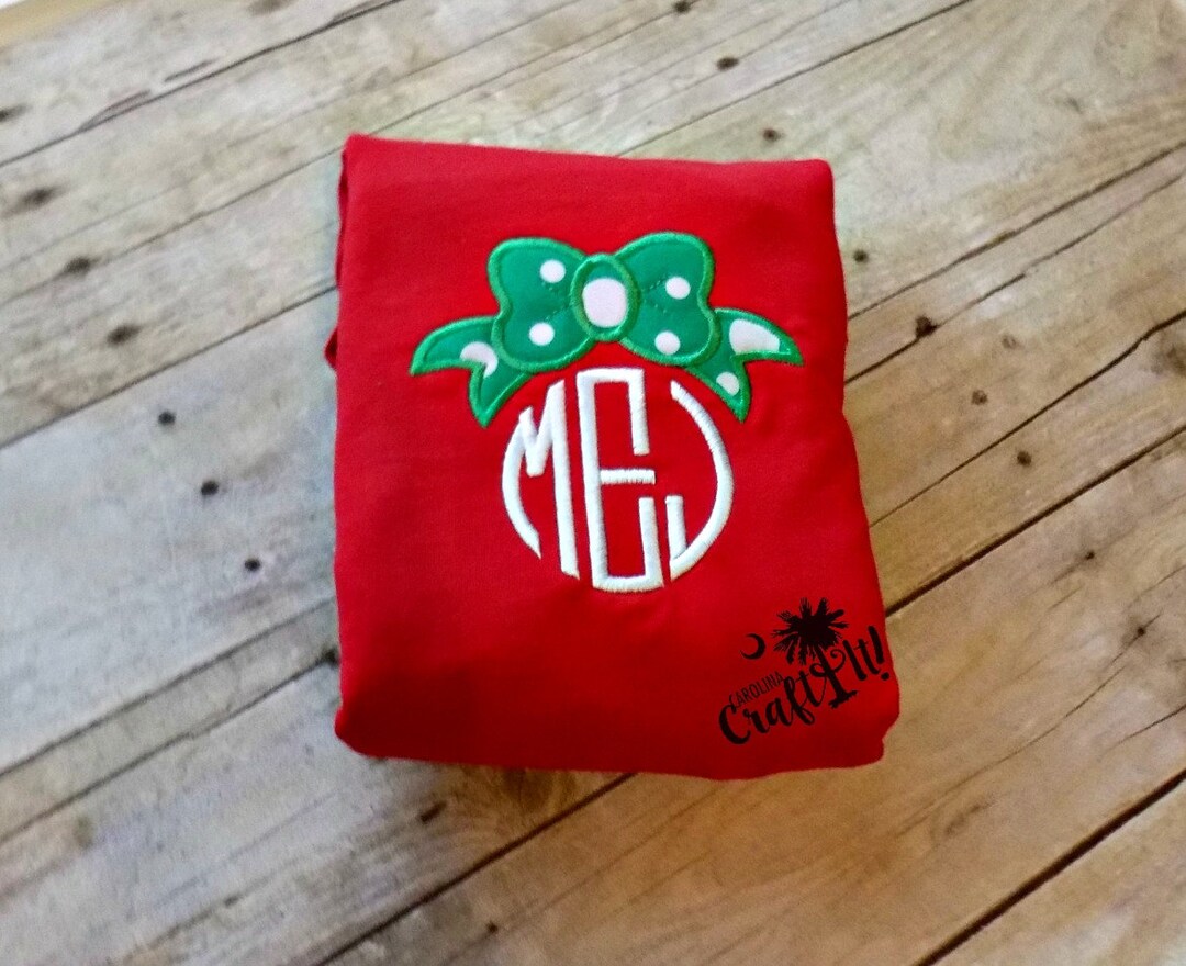 Girls Bow Monogram Shirt Women's Christmas Monogrammed - Etsy