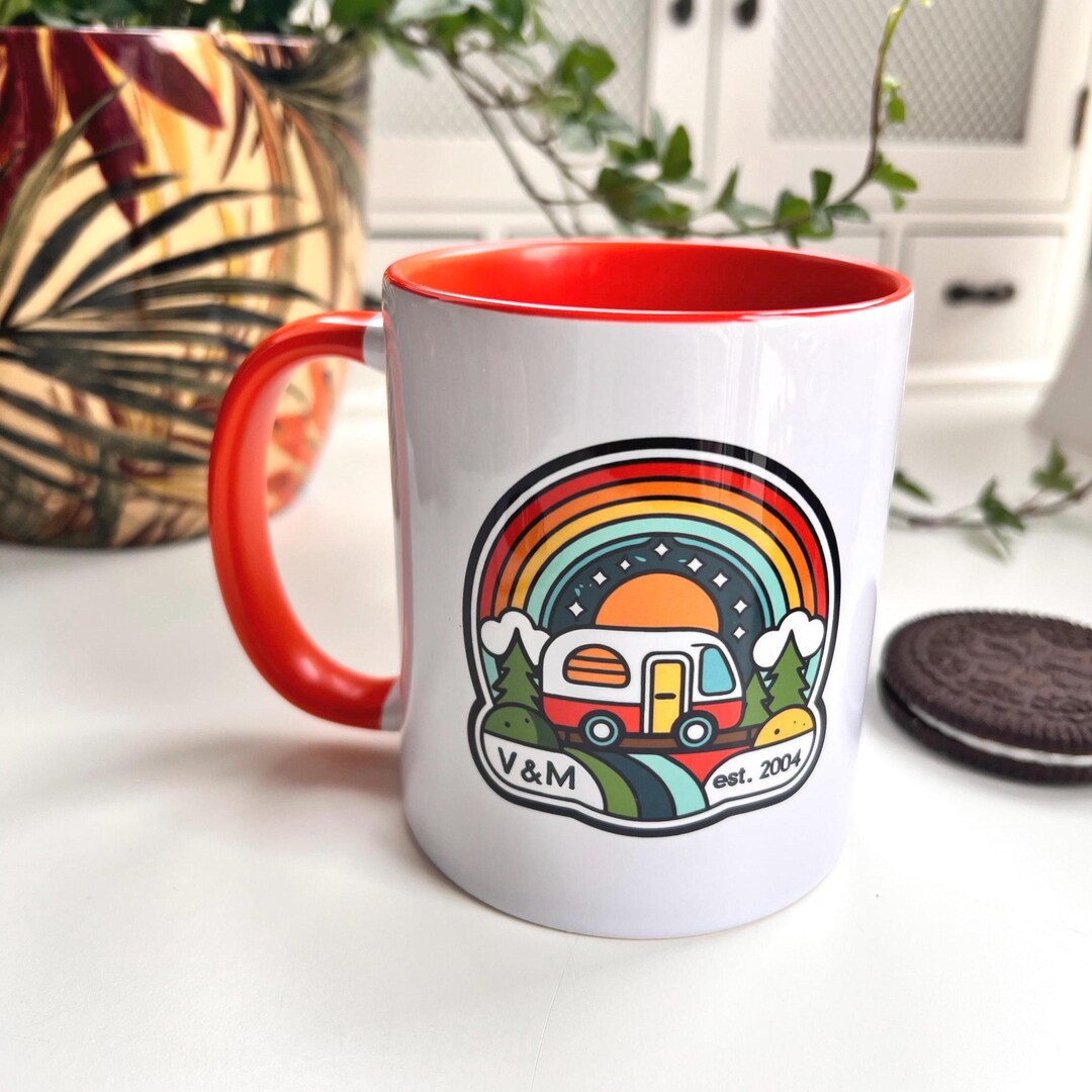 Personalised Camper Van Mug | Happy Campers Mug Set | Retro Camper Gift ...