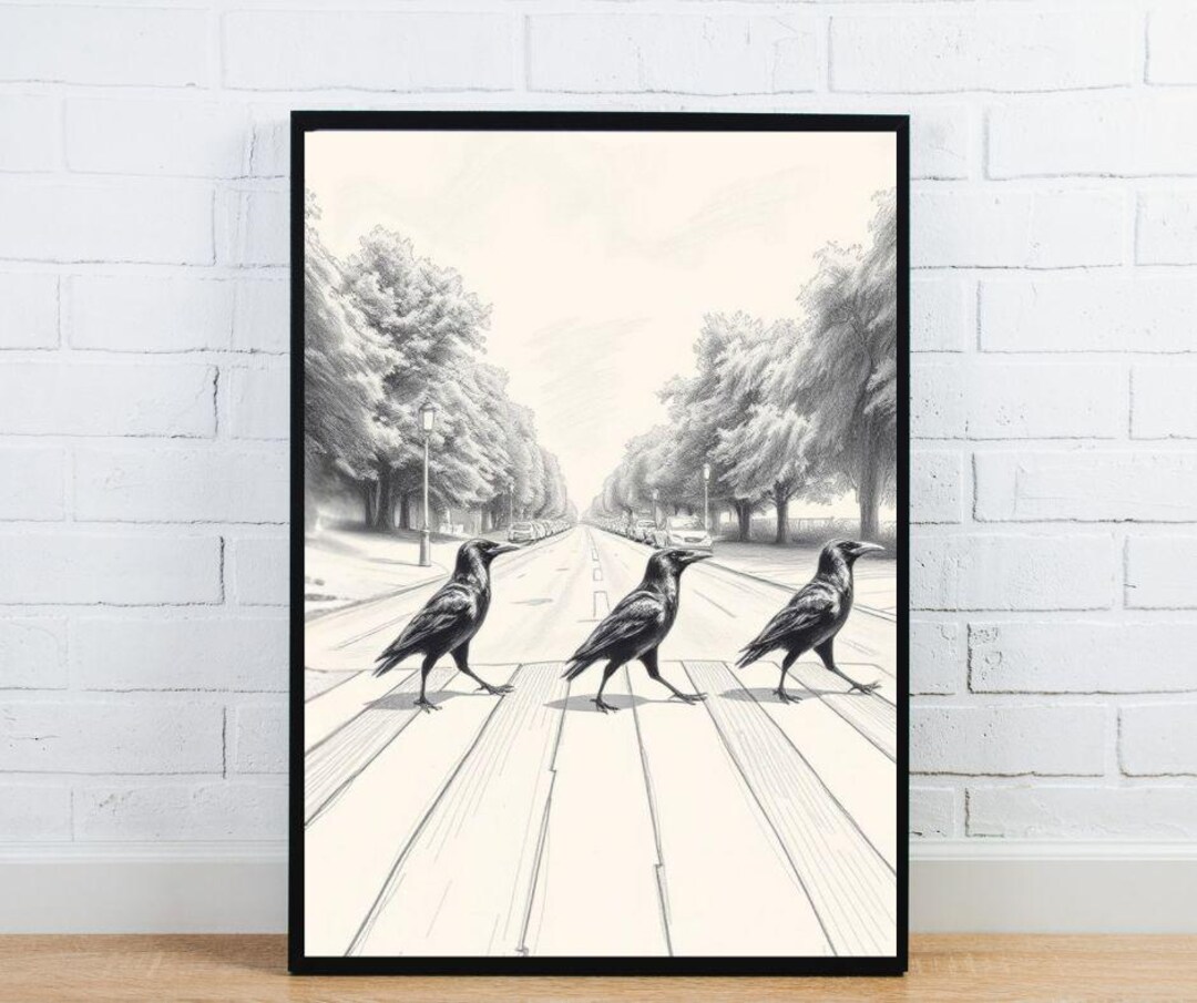Abbey Crows Art Print, Crow Art Print, Crow Poster, Vintage Crow Print ...