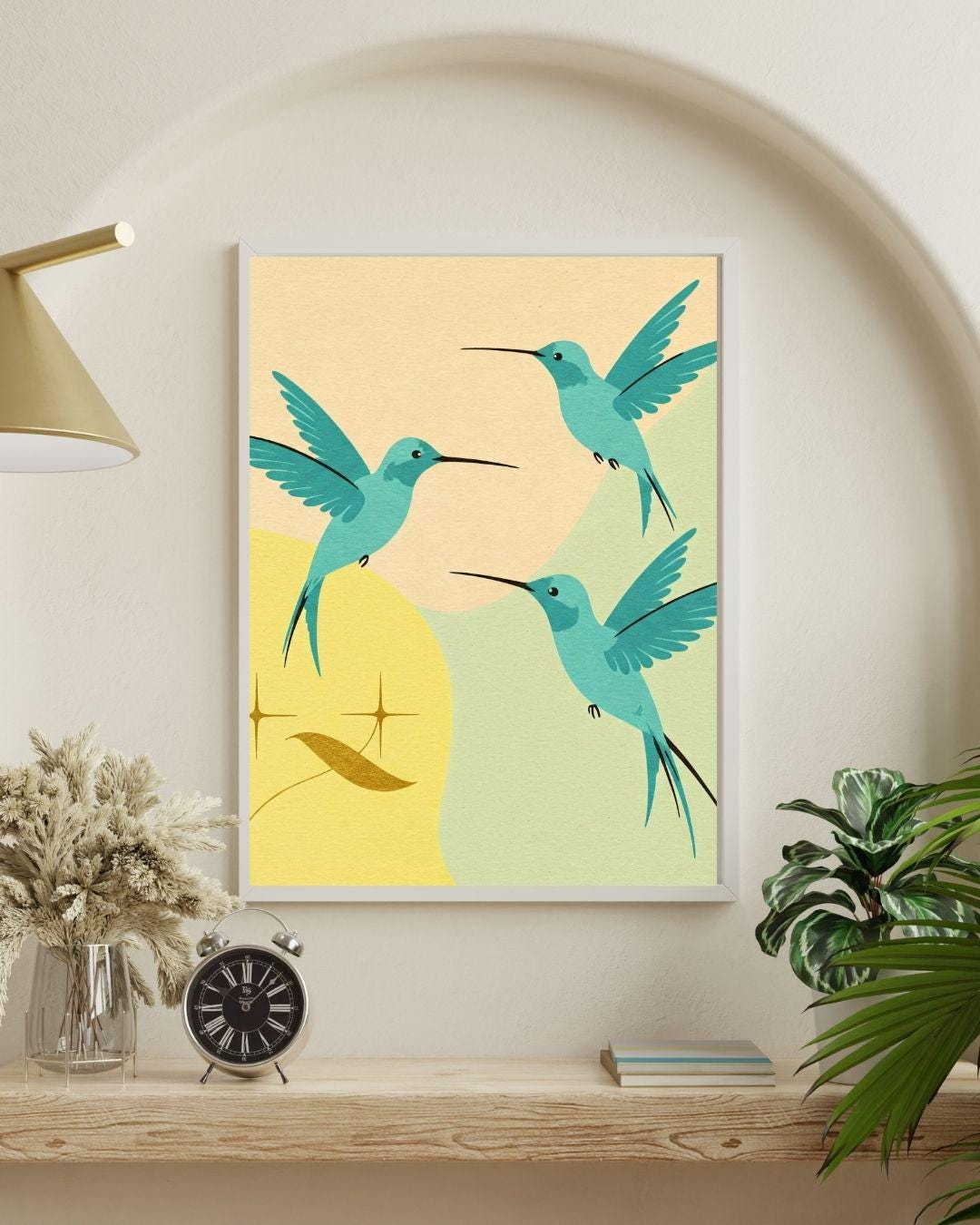 Mid Century Hummingbird Art Print, Vintage Print, Hummingbird Wall Art ...