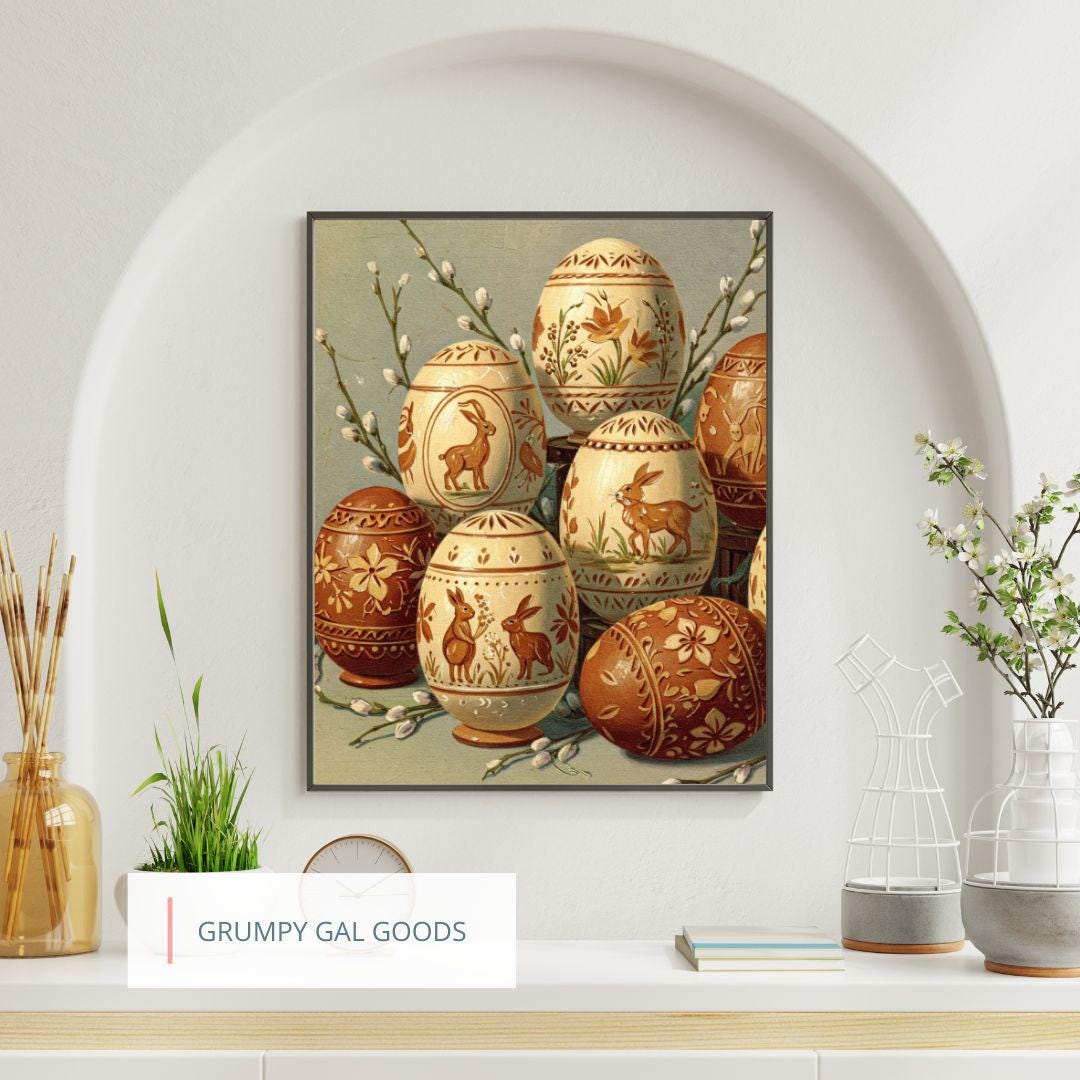 Mid Century Easter Art Print, Vintage Easter Wall Art, Farmhouse Easter ...