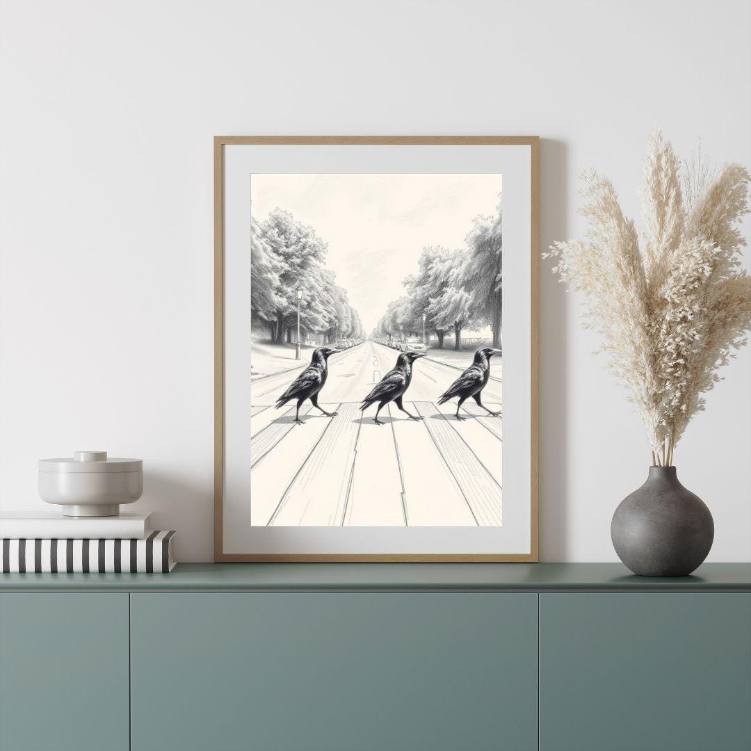 Abbey Crows Art Print, Crow Wall Art, Crow Poster, Vintage Crow Print ...