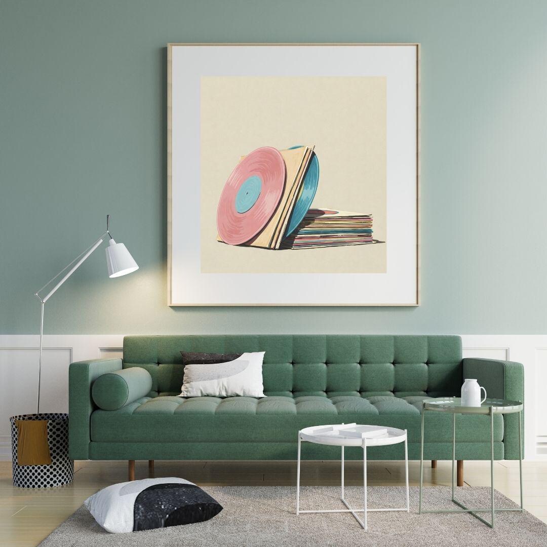 Vintage Vinyl Art Print, Mid Century Print, Retro Wall Art, Vinyl ...