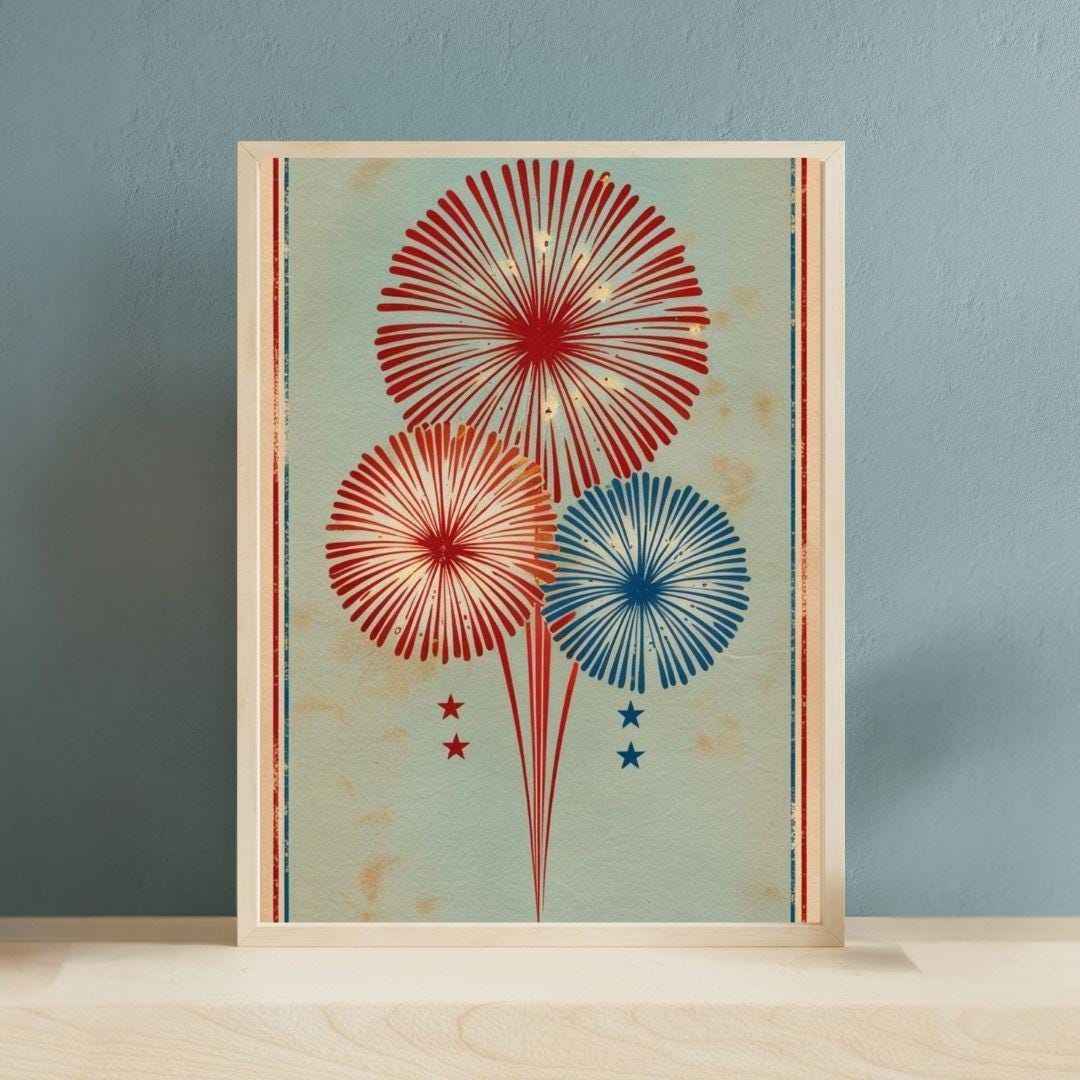 Fireworks Art Print, Downloadable Art, Summer Wall Art, Downloadable ...