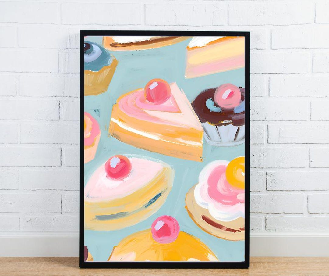 Cake Art Print, Downloadable Prints, Kitchen Wall Art Prints ...