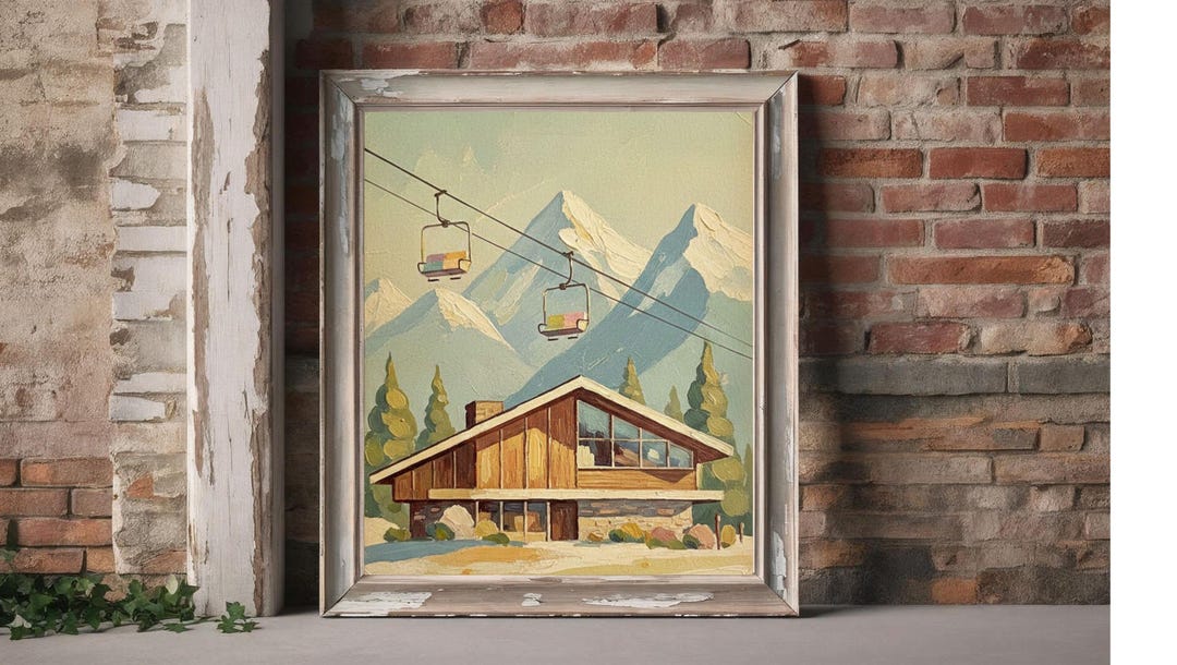 Vintage Winter Print, Winter Printable Art, MCM Wall Art, MCM Art, Ski ...