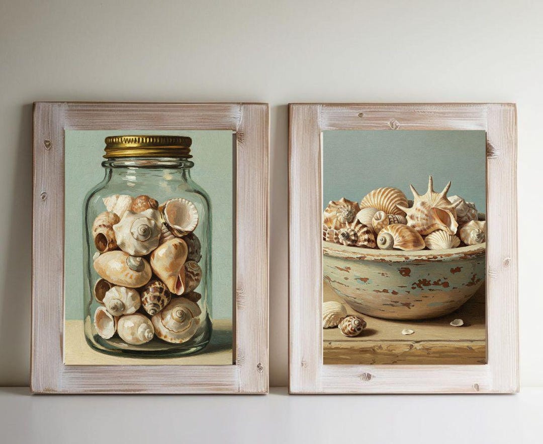Shell Print Set, Wall Art Digital Download Set 2, Downloadable Art ...
