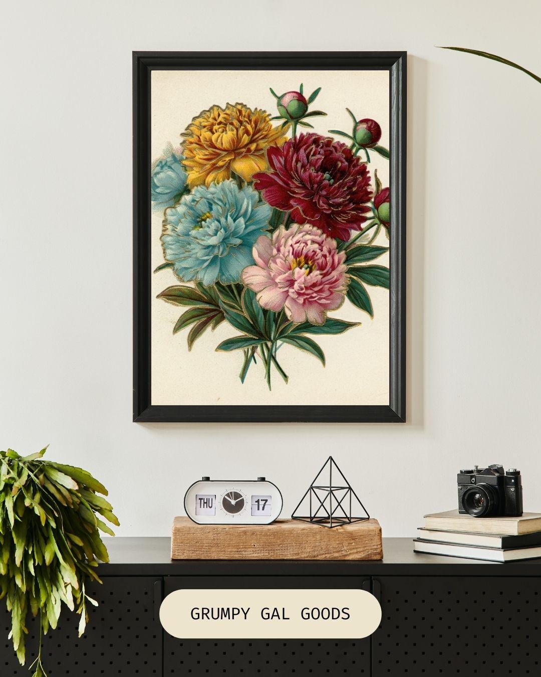 Vintage Floral Art Print, Spring Wall Art, Mid Century Wall Art ...