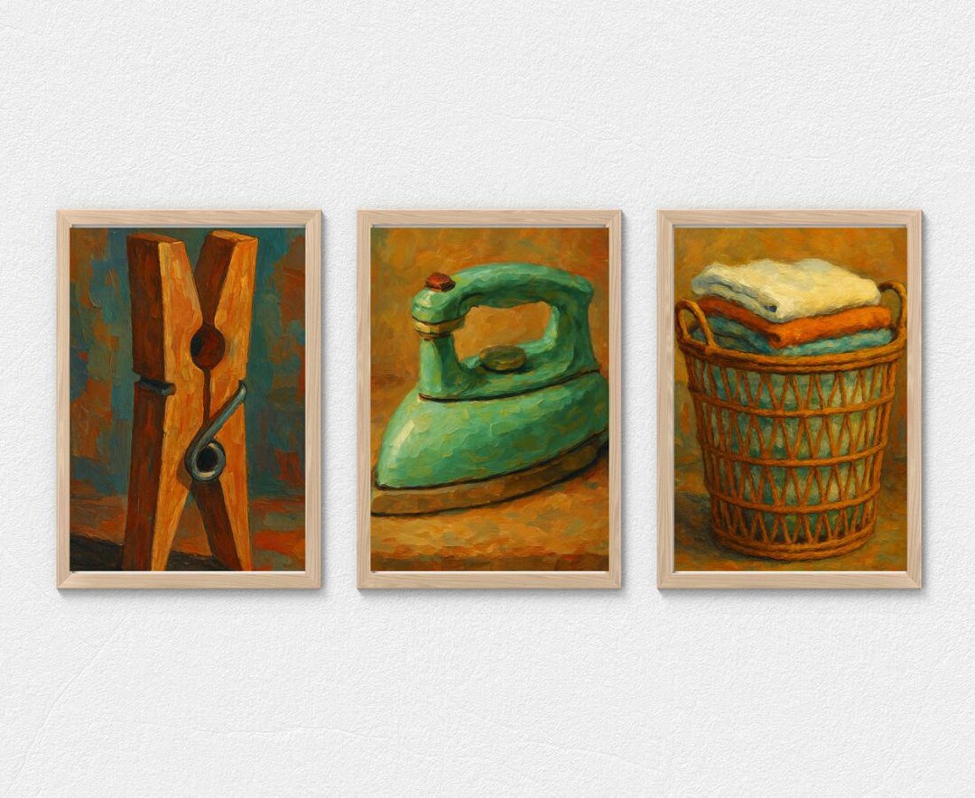 Laundry Room Wall Art, Laundry Room Prints, Wall Prints Set of 3, Mid ...