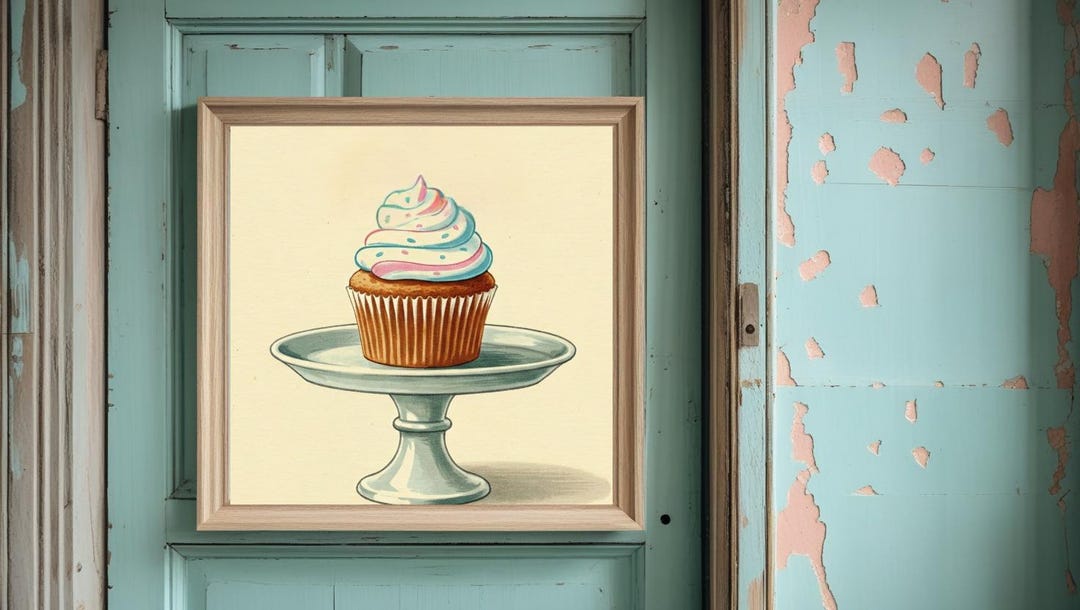 Cupcake Art Print, Downloadable Art Print, Downloadable Prints, Mid ...