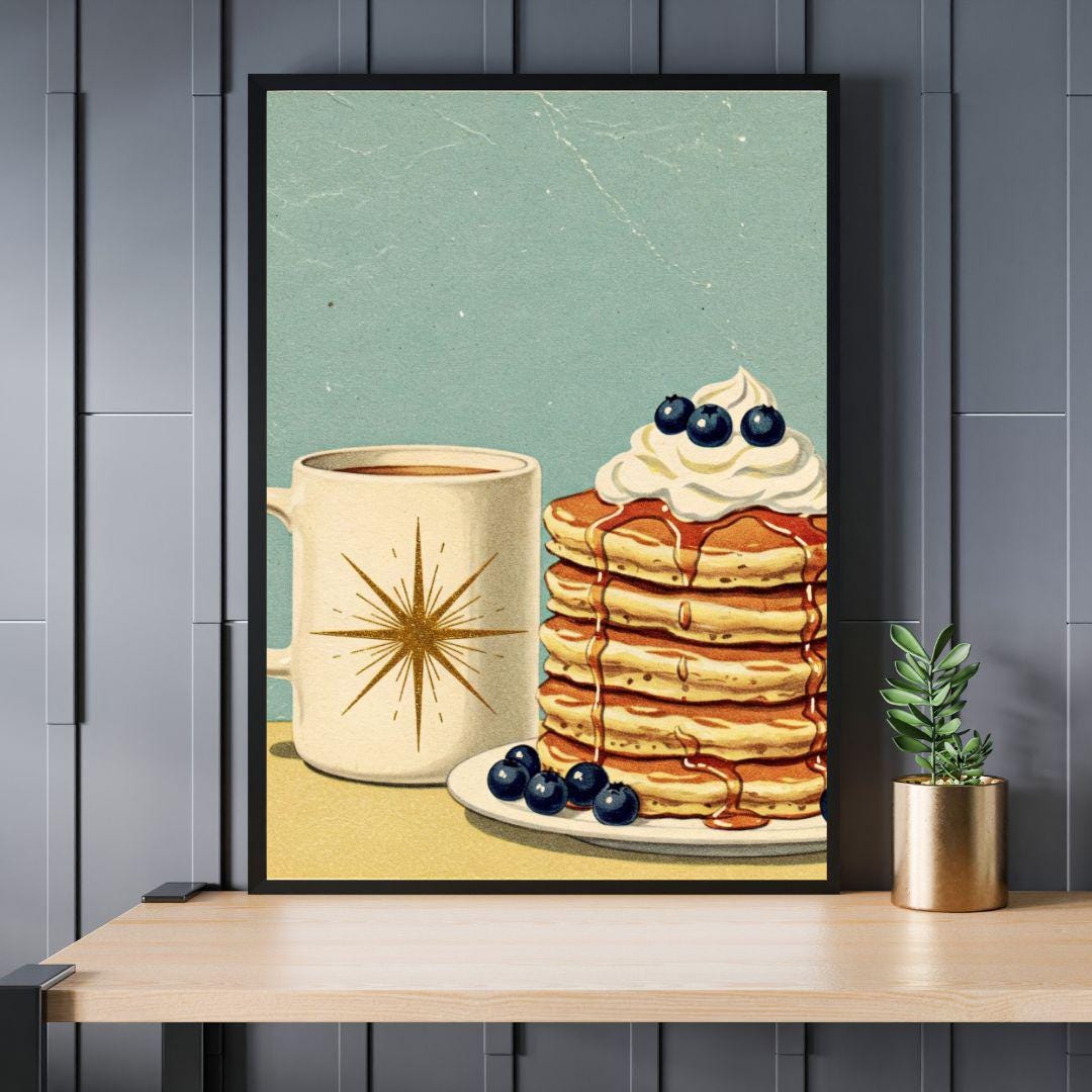 Retro Kitchen Art Print, Vintage Coffee Art, Mid Century Wall Art - Etsy