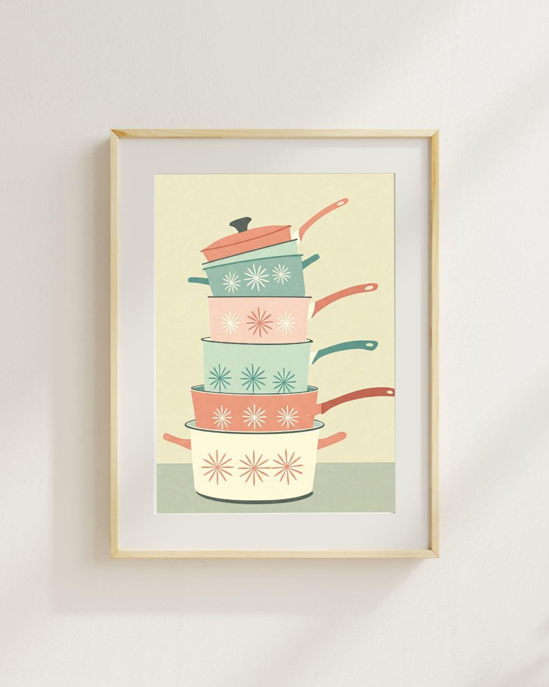 Retro Kitchen Print, Kitchen Wall Art Print, Mid Century Print, Kitchen ...
