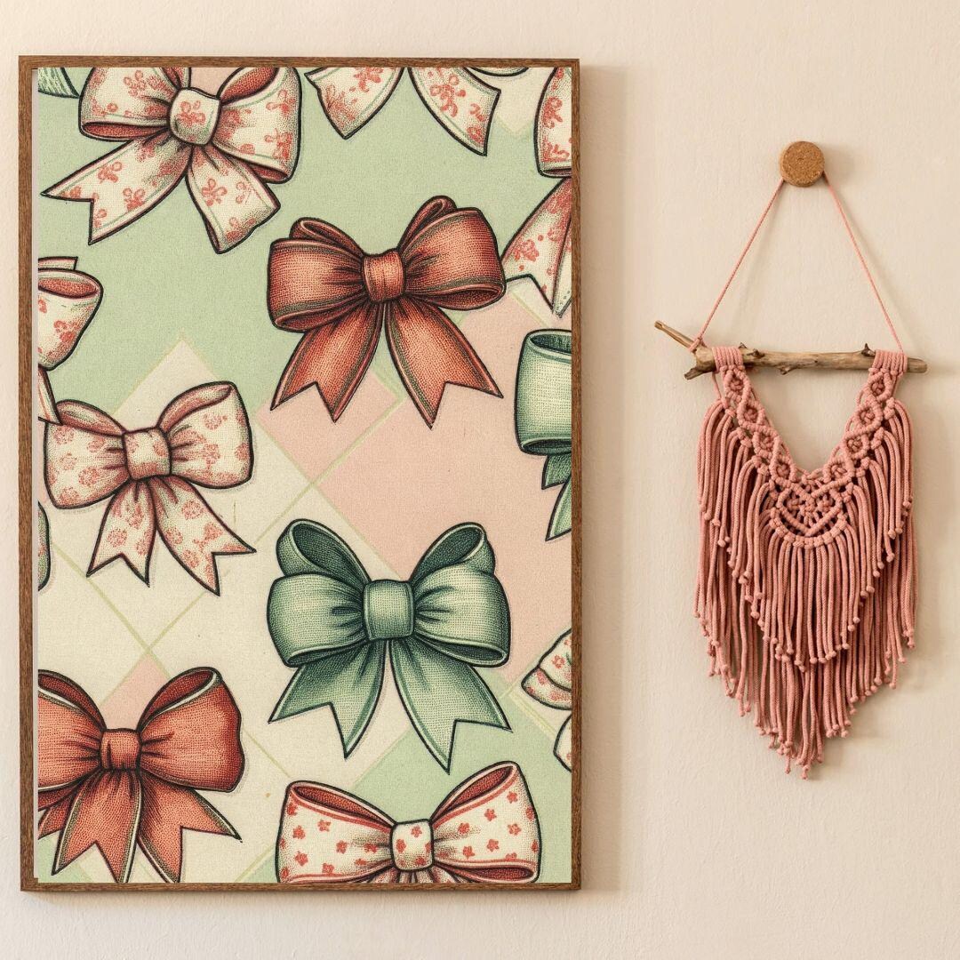 Mid Century Bows Art Print, Coquette Wall Art, Vintage Digital Print - Etsy