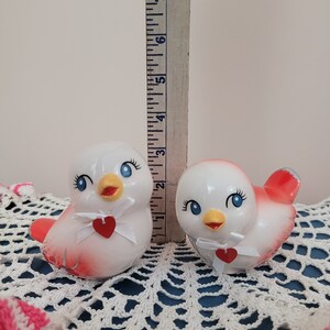 Vintage Inspired Valentine Bluebirds / Set of 2 Spritz Pink Ceramic ...