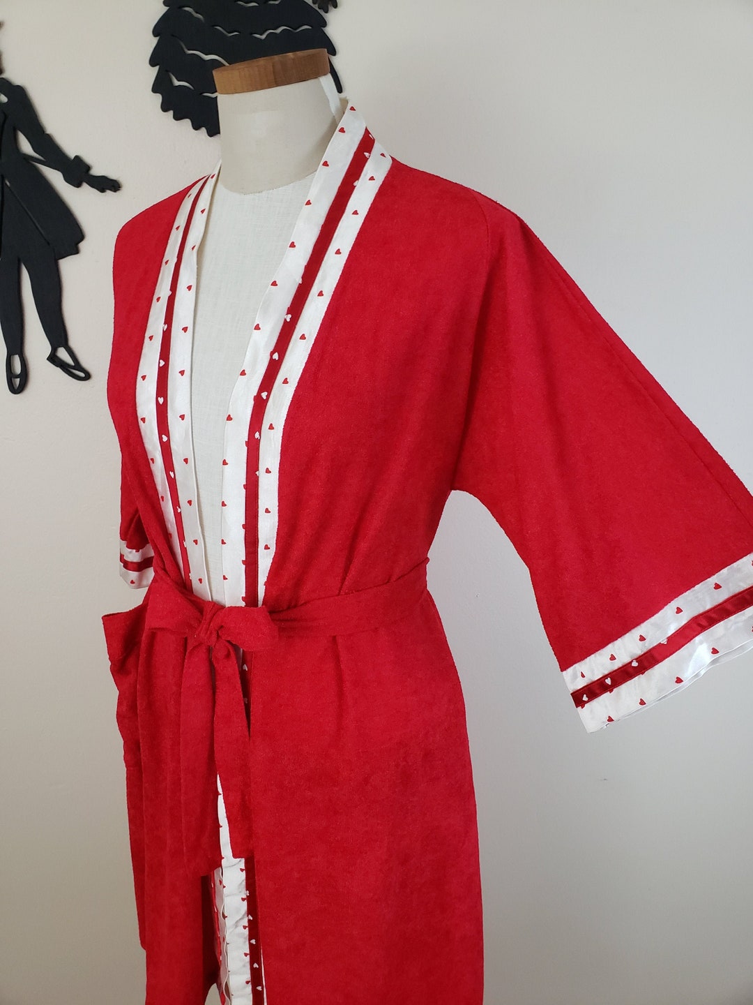 Vintage 1960's Red Robe / 70s Terry Cloth Lounge Wear S - Etsy