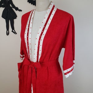 Vintage 1960's Red Robe / 70s Terry Cloth Lounge Wear S - Etsy