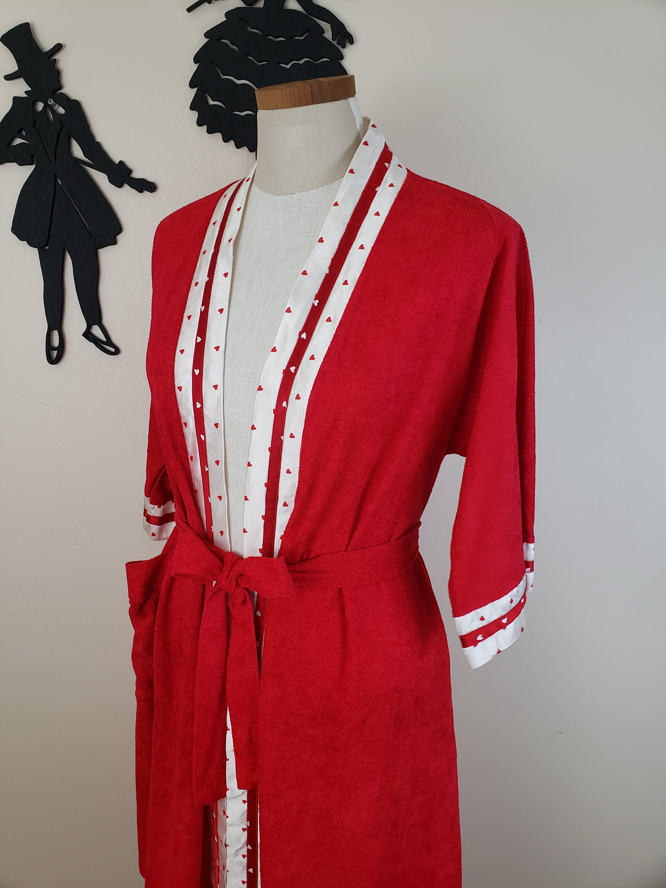 Vintage 1960's Red Robe / 70s Terry Cloth Lounge Wear S - Etsy