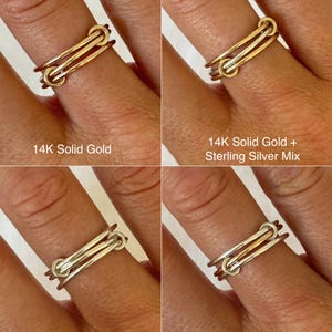 Solid Gold Triumph Ring | 14K Gold Interlocking Three Band Ring ...