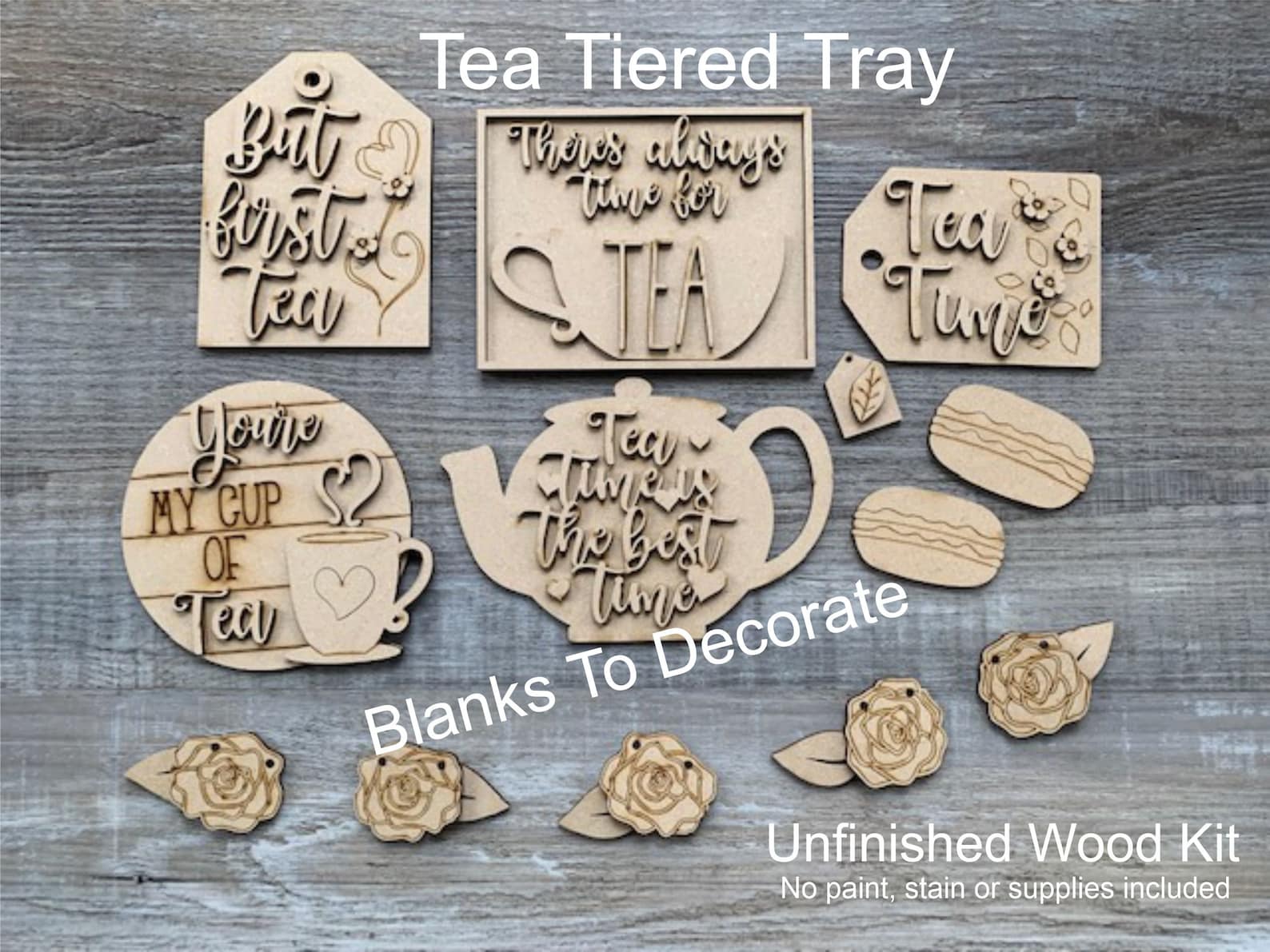 Tea Tiered Tray/ Unfinished Tea Tiered Tray Decor/ Tea Decor - Etsy