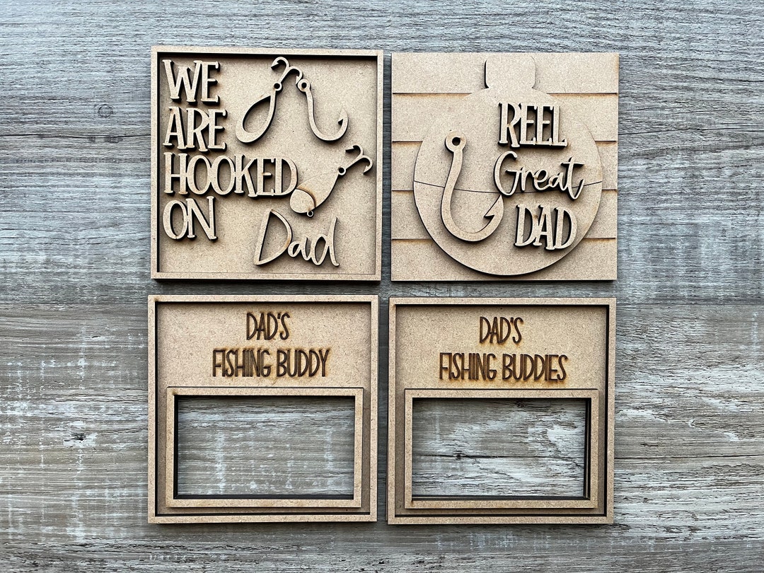 Dad Tiered Tray Signs/ Dad Ladder Signs/ Dad Fishing Sign Inserts/ Reel ...
