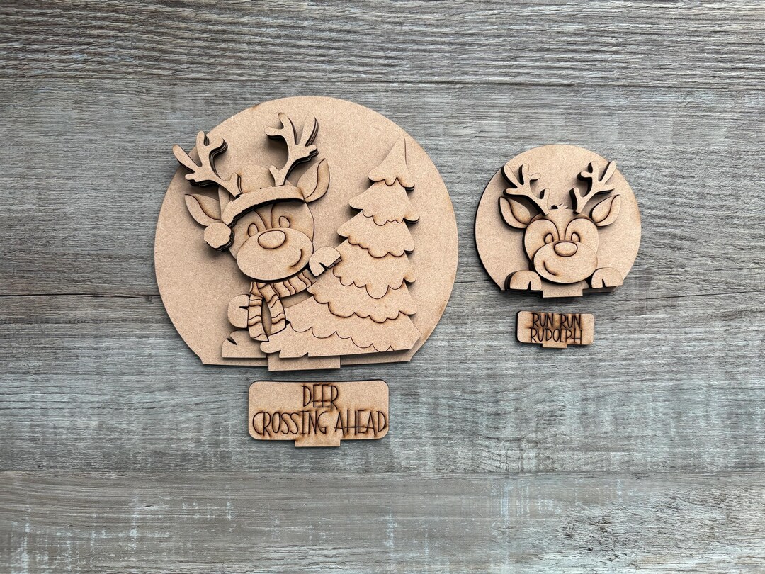 DIY Christmas Reindeer Snow Globe Insert - Laser Cut MDF Accessory (2 ...