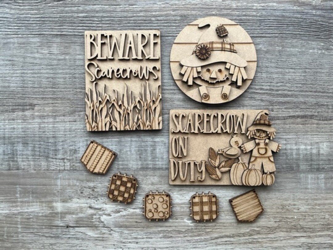 Scarecrow Tiered Tray/ Scarecrow on Duty/ Beware Scarecrows/ Fall Home ...
