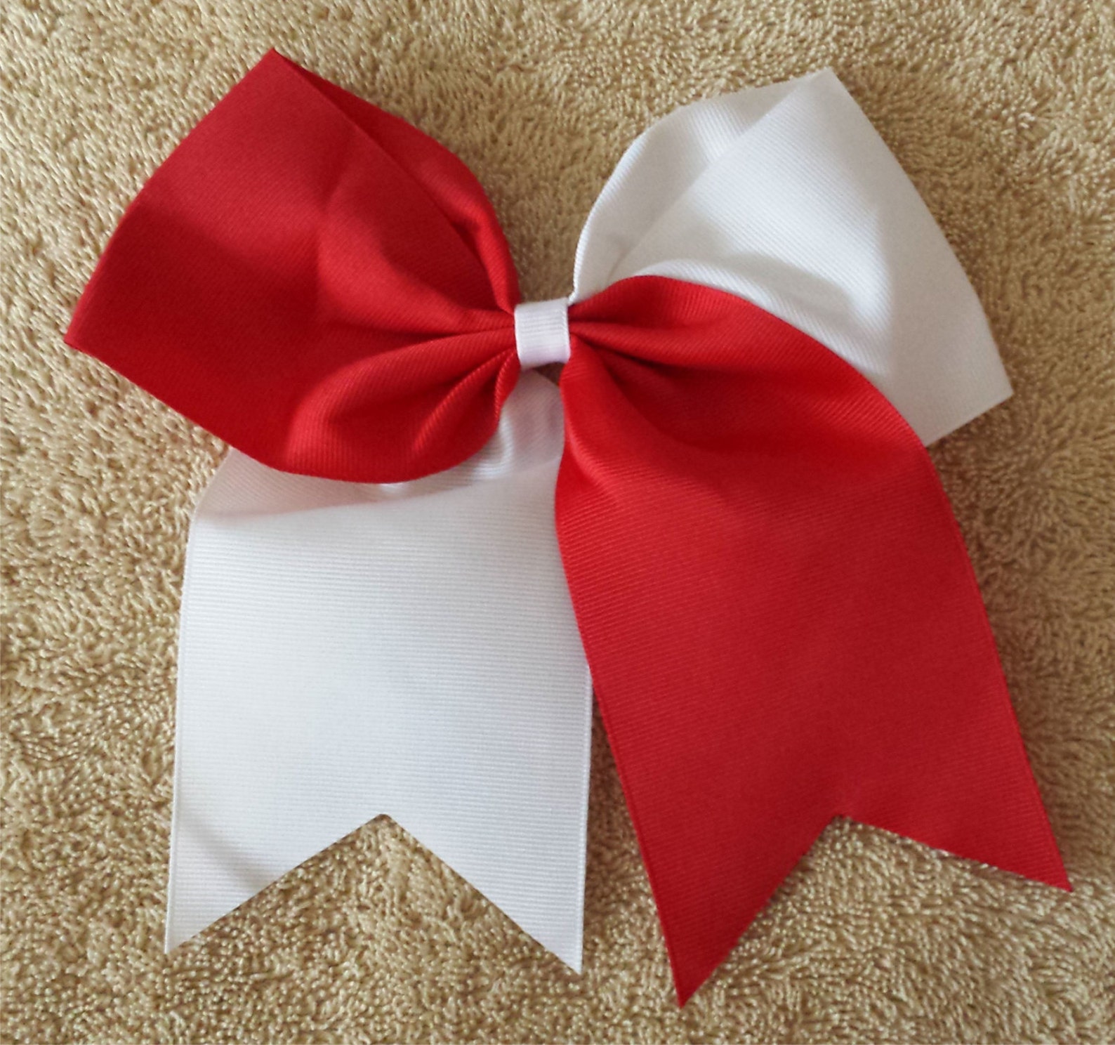 Cheer Bows/ Two Color Red and White Cheer Bow/ DIY Decorate | Etsy