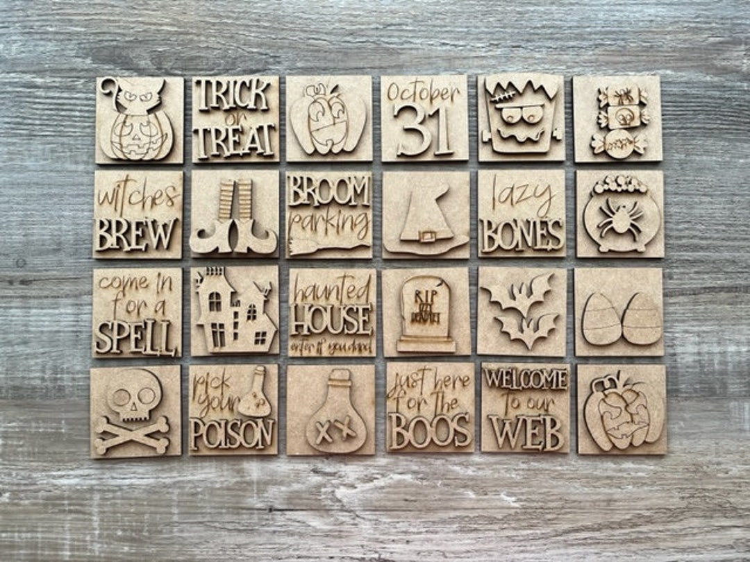 Mini Halloween Inserts/ Mini Halloween Signs/ Mini Halloween Tiered ...