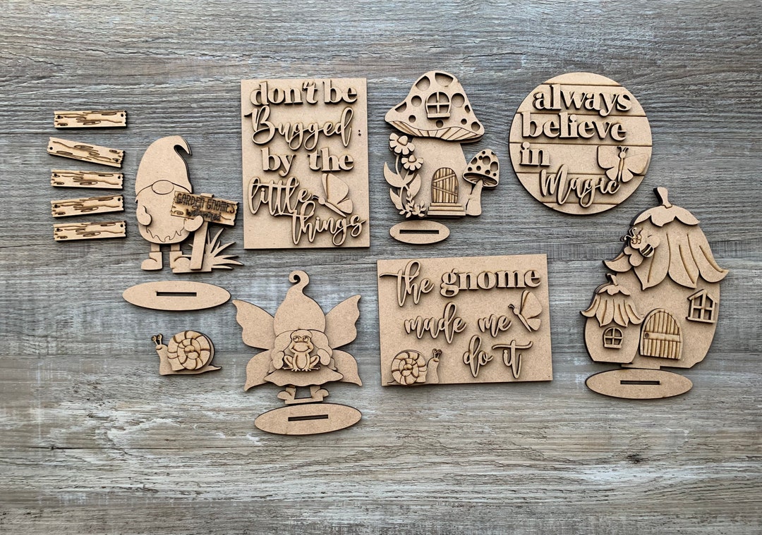 Garden Gnome Tiered Tray/ Gnome Tiered Tray/ Spring Gnome Tiered Tray ...