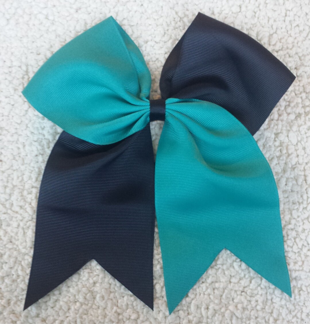 Cheer Bows/ Two Tone Teal and Black Cheer Bow/ DIY Decorate This Cheer ...