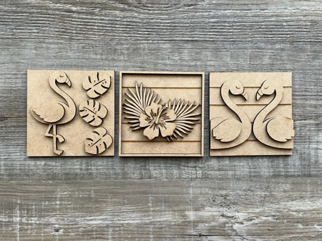 Flamingo Tiered Tray Signs/ Flamingo Ladder Signs/ Flamingo Blanks/ 3 ...