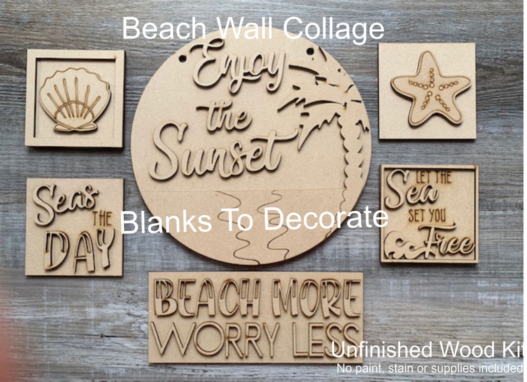 Beach Wall Collage/ Beach Tiered Tray Decorations/ Beach Wall Signs ...