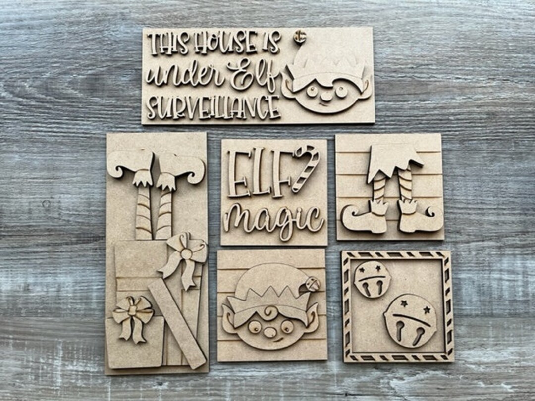 Elf Tiered Tray Signs/ Elf Surveillance Sign/ Elf Magic/ Christmas ...