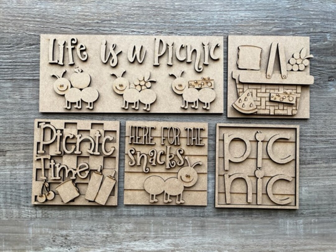Picnic Signs/ Picnic Tiered Tray Signs/ Life is a Picnic/ Here for the ...