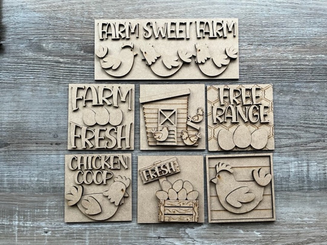 Chicken Tiered Tray Signs/ Chicken Ladder Signs/ Chicken Ladder Inserts ...